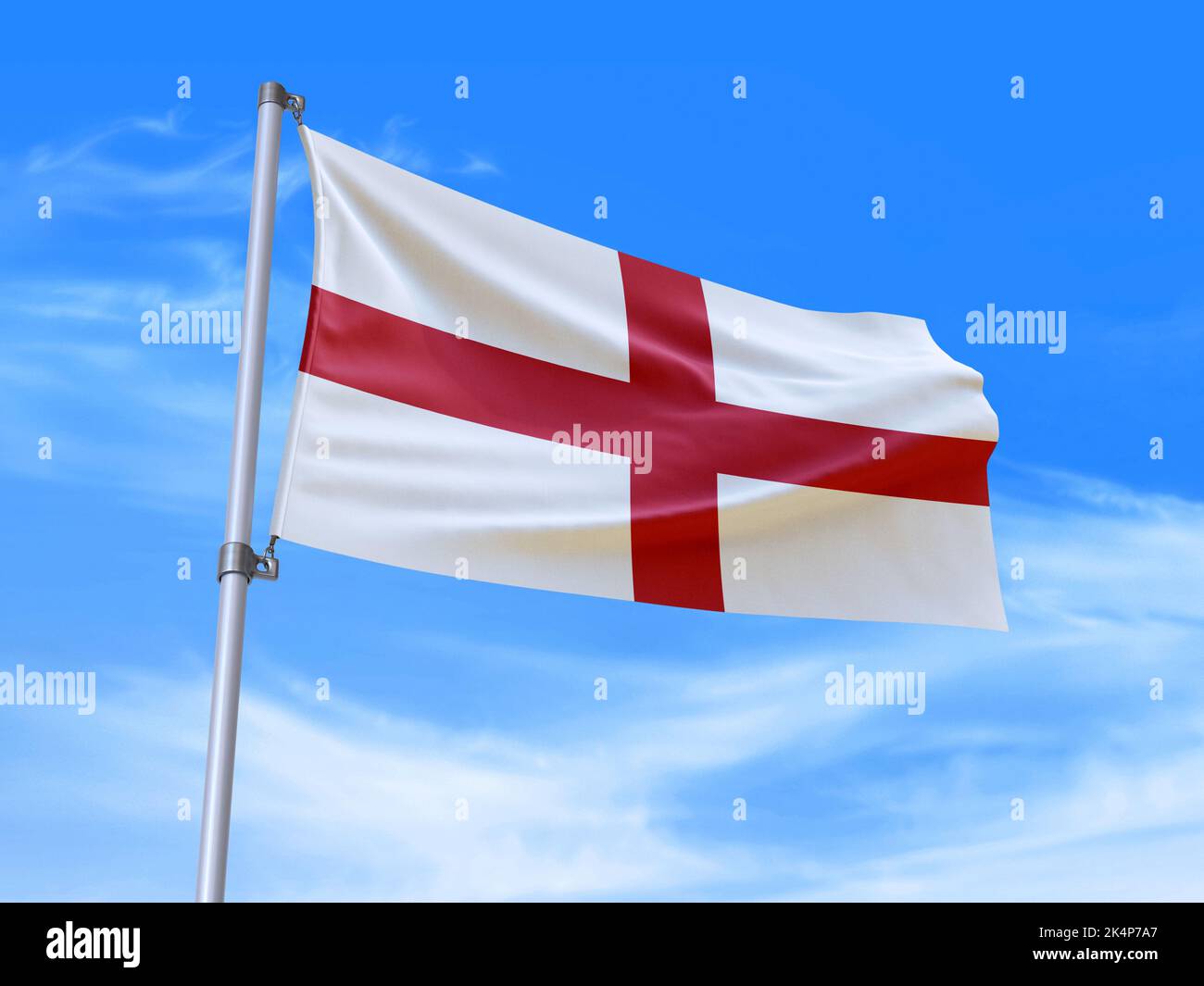 Beautiful England flag waving in the wind with sky background - 3D ...