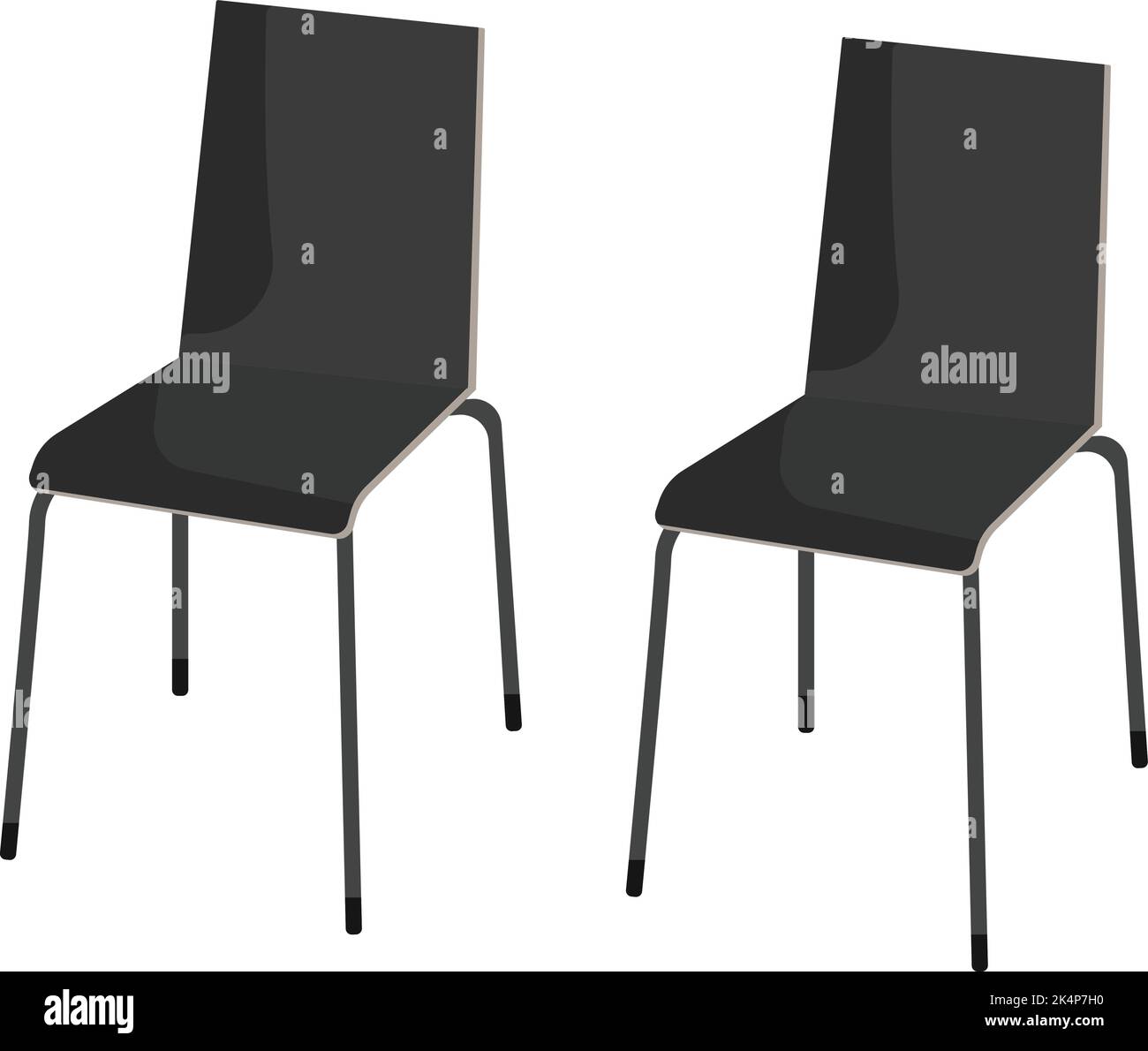 Two black chairs, illustration, vector on a white background Stock ...