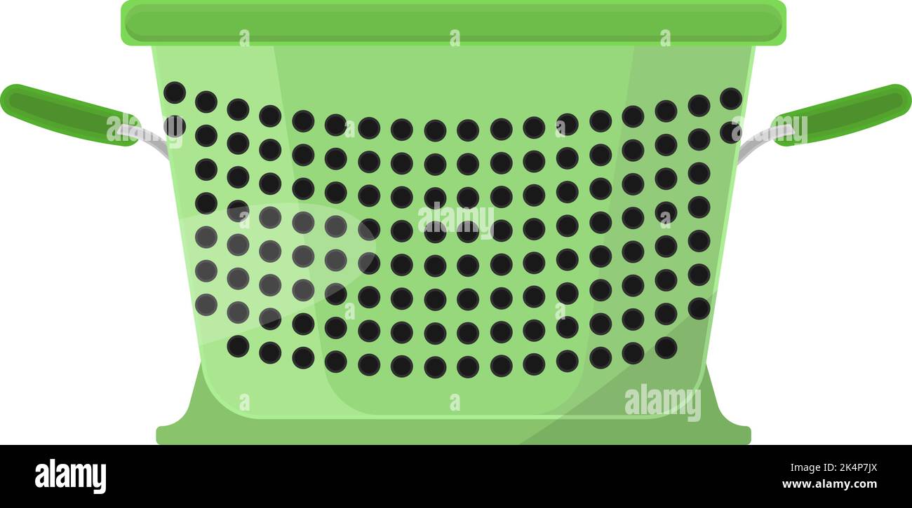 Metal green colander, illustration, vector on a white background Stock ...