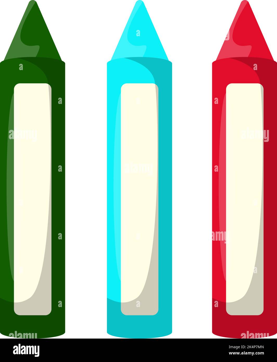 Three crayons, illustration, vector on a white background Stock Vector ...