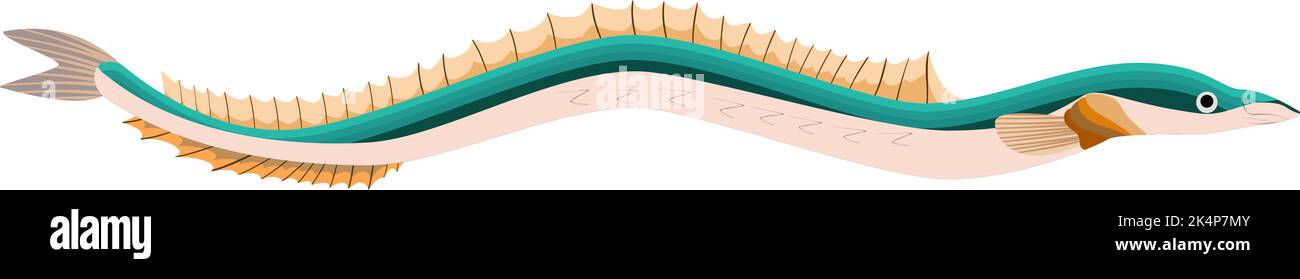 Blue snake fish, illustration, vector on a white background Stock ...