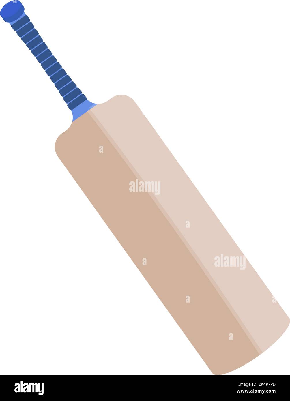 Cricket bat with blue handle, illustration, vector on a white ...
