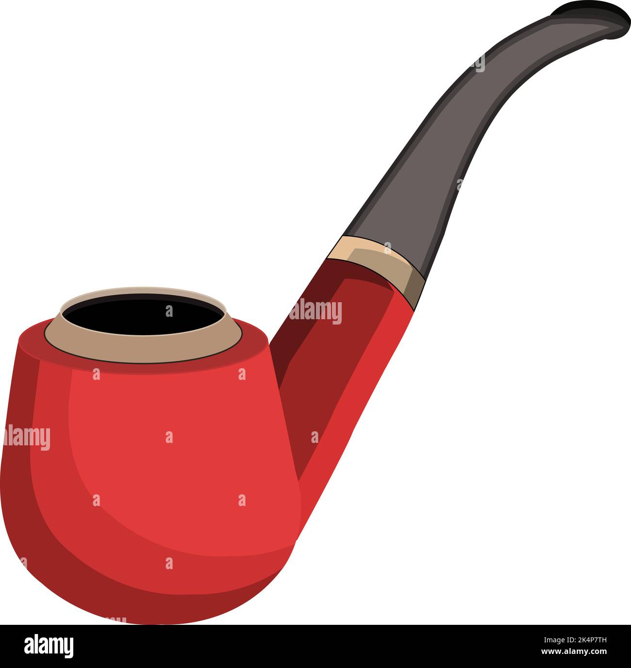 Red classic smoke pipe, illustration, vector on a white background ...