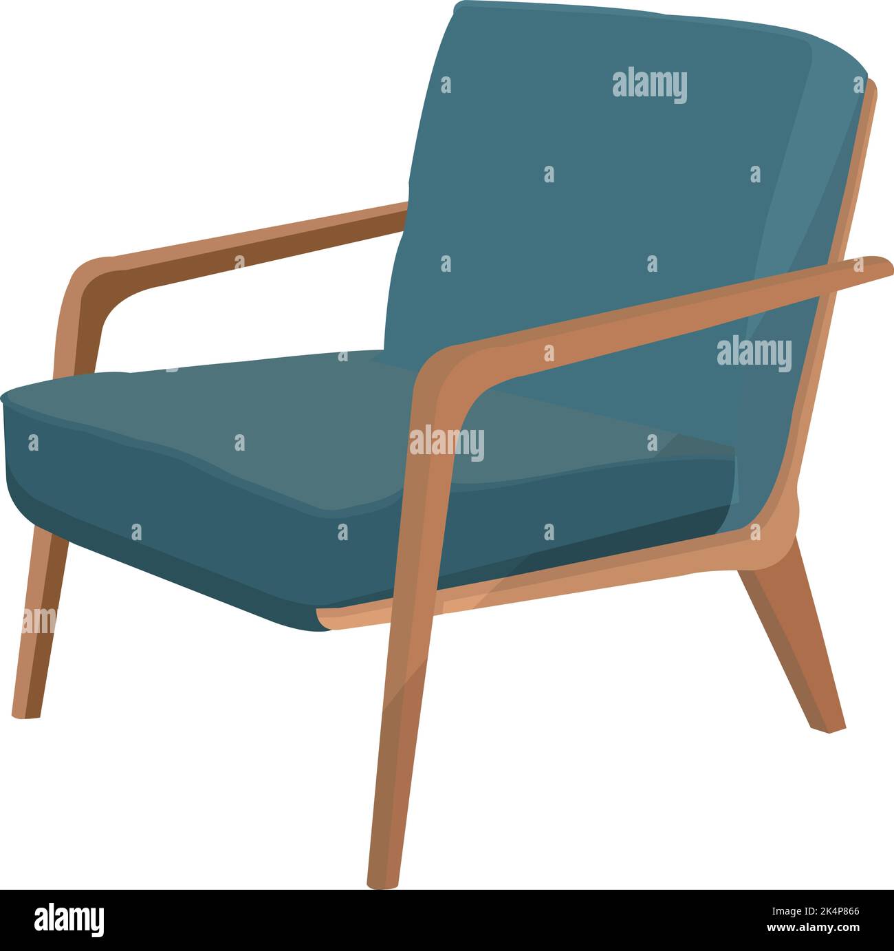 Blue wooden sofa chair, illustration, vector on a white background ...