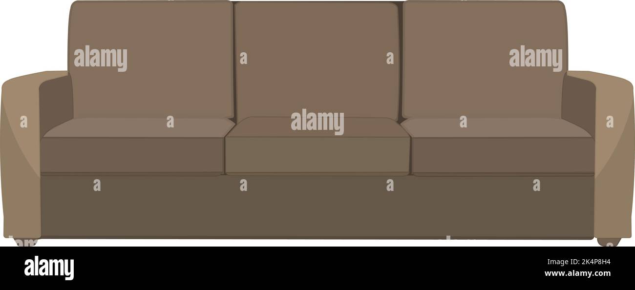 Brown sofa, illustration, vector on a white background Stock Vector ...