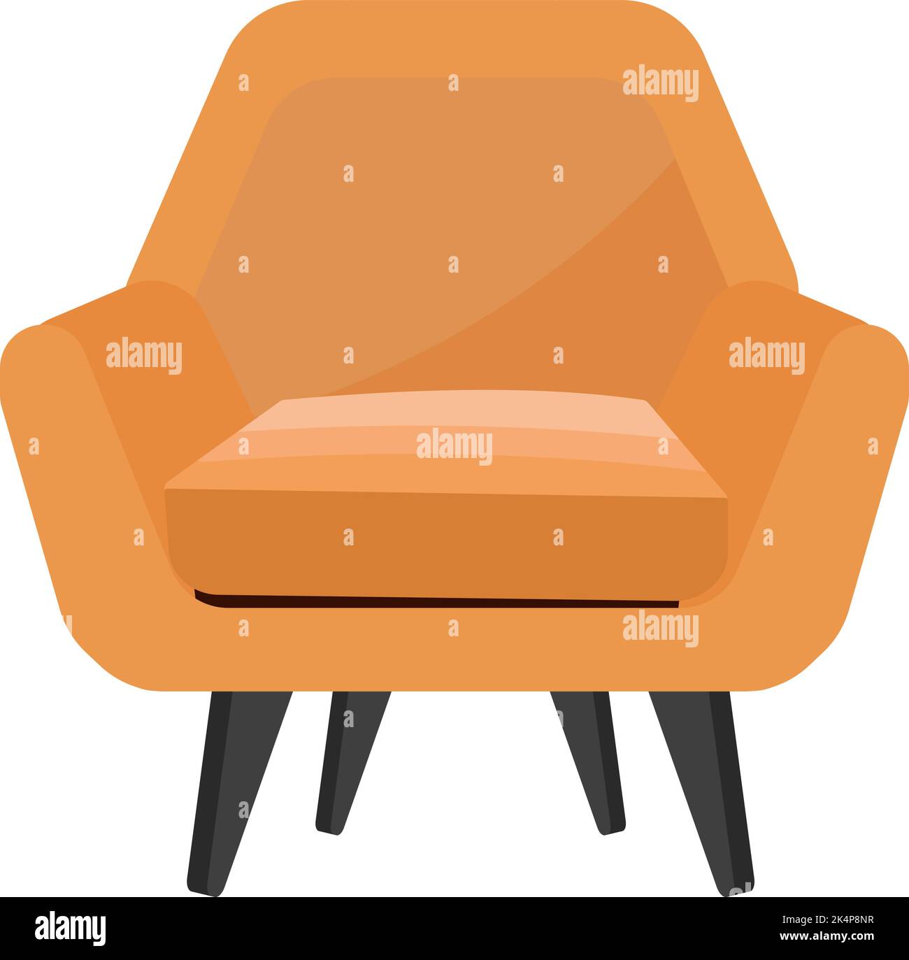 Orange sofa chair, illustration, vector on a white background Stock ...