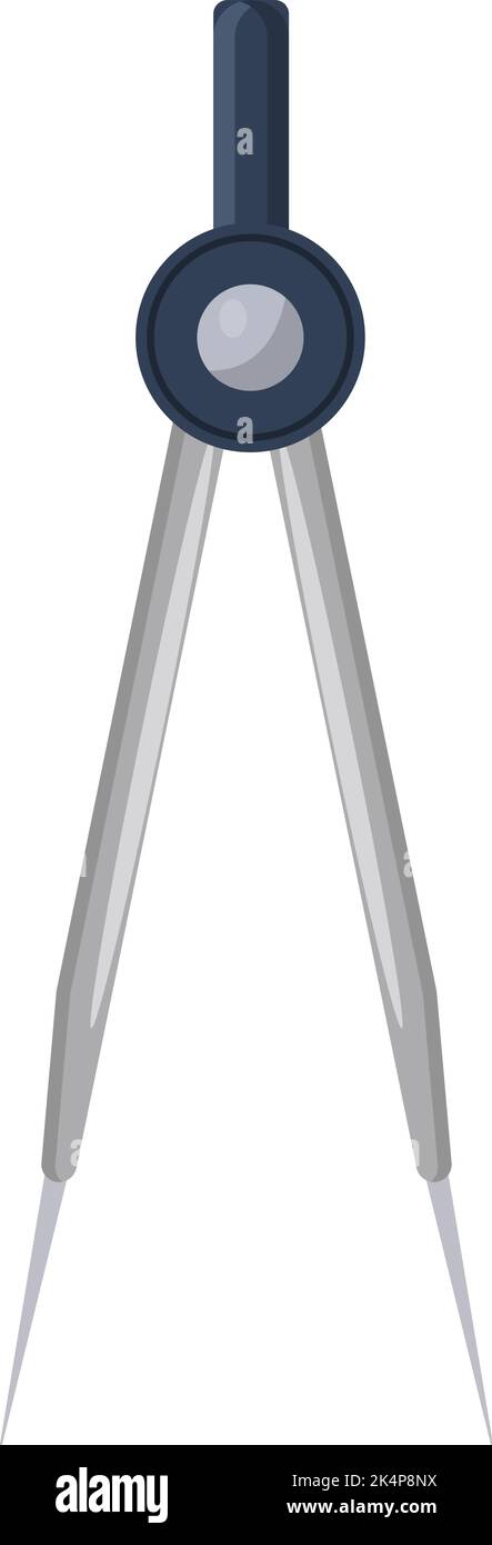 Black drawing compass, illustration, vector on a white background Stock ...