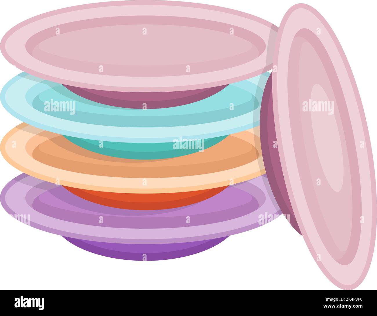 Stack of plates, illustration, vector on a white background Stock ...
