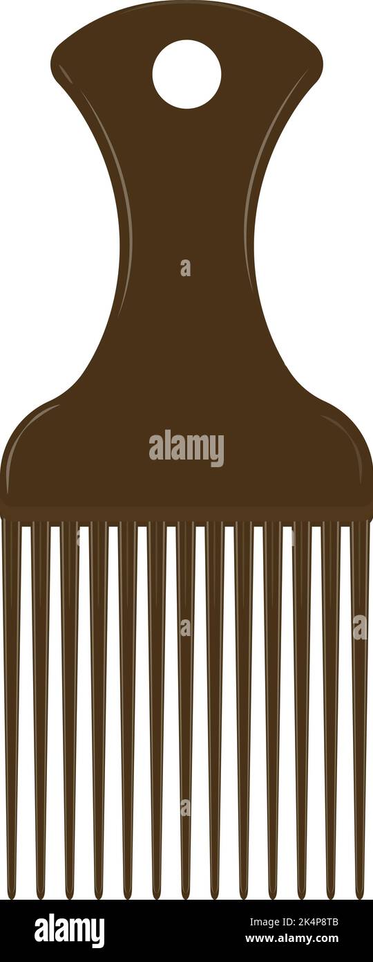 Brown hair comb, illustration, vector on a white background Stock ...