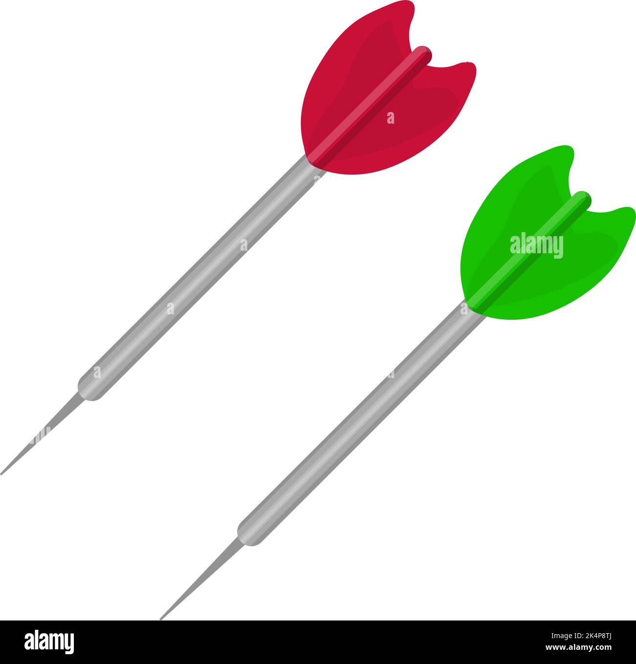 Red and green dart, illustration, vector on a white background Stock ...