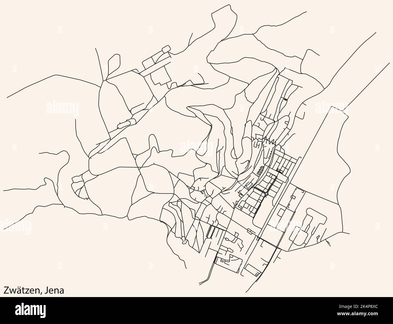 Street roads map of the ZWÄTZEN QUARTER, JENA Stock Vector Image & Art ...