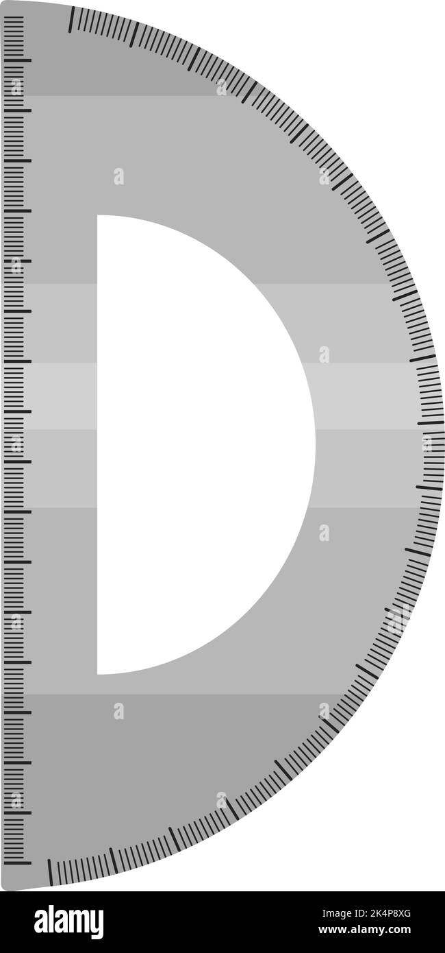 Grey degree ruler, illustration, vector on a white background Stock ...