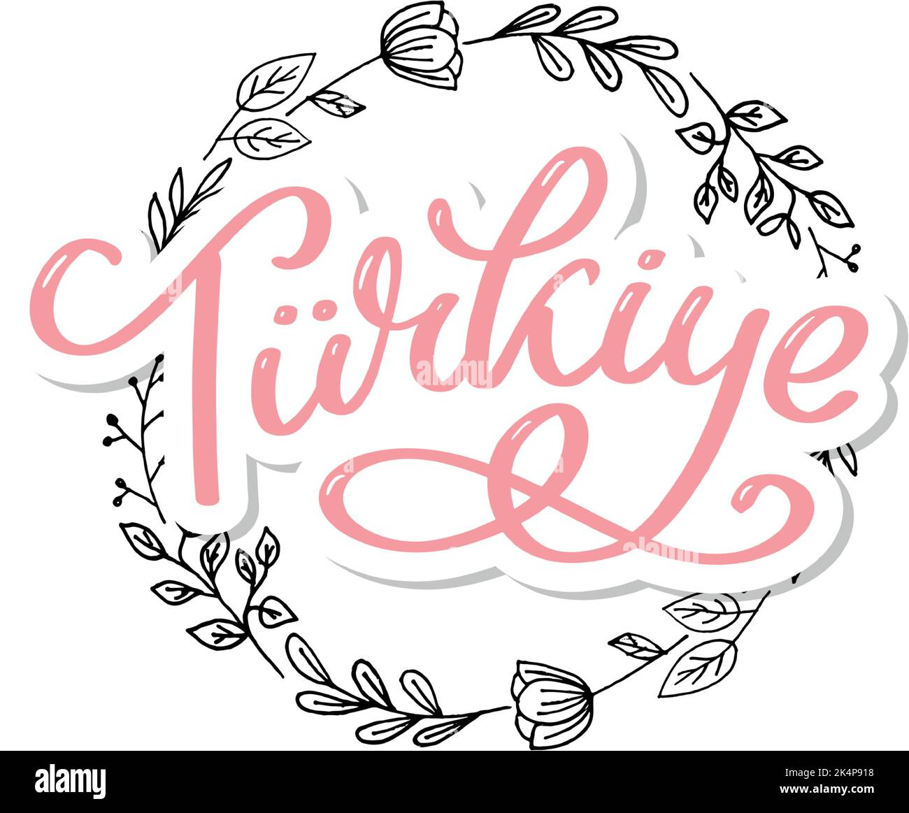 Text in the Turkish: Turkey Lettering. Handwritten name of the country ...