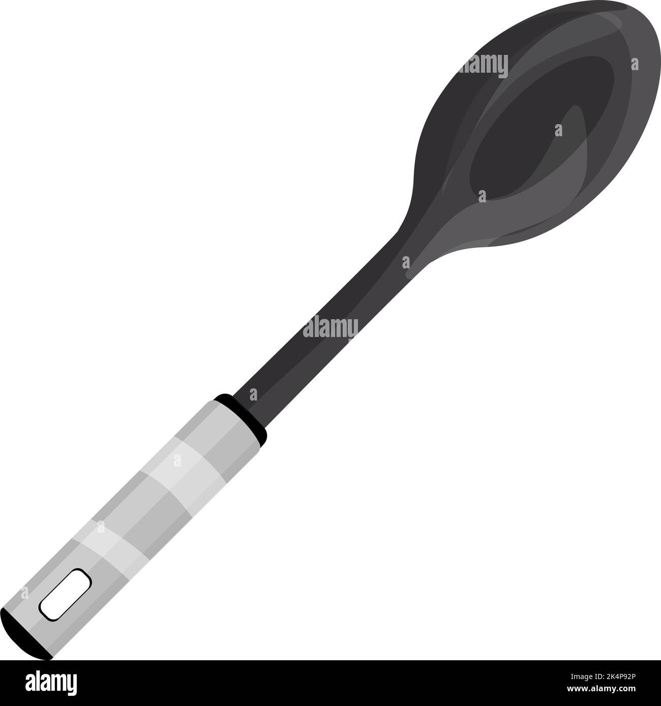 Black spoon, illustration, vector on a white background Stock Vector ...