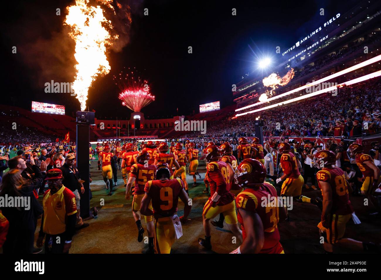 October 01, 2022 USC Trojans football team run onto the field before ...
