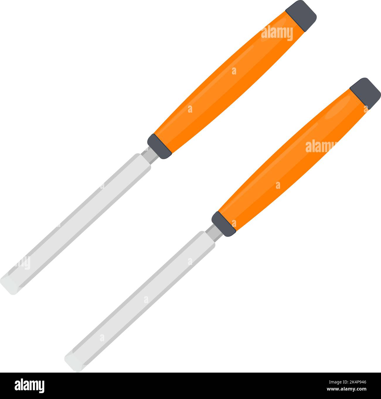 Chisel with orange handle, illustration, vector on a white background ...