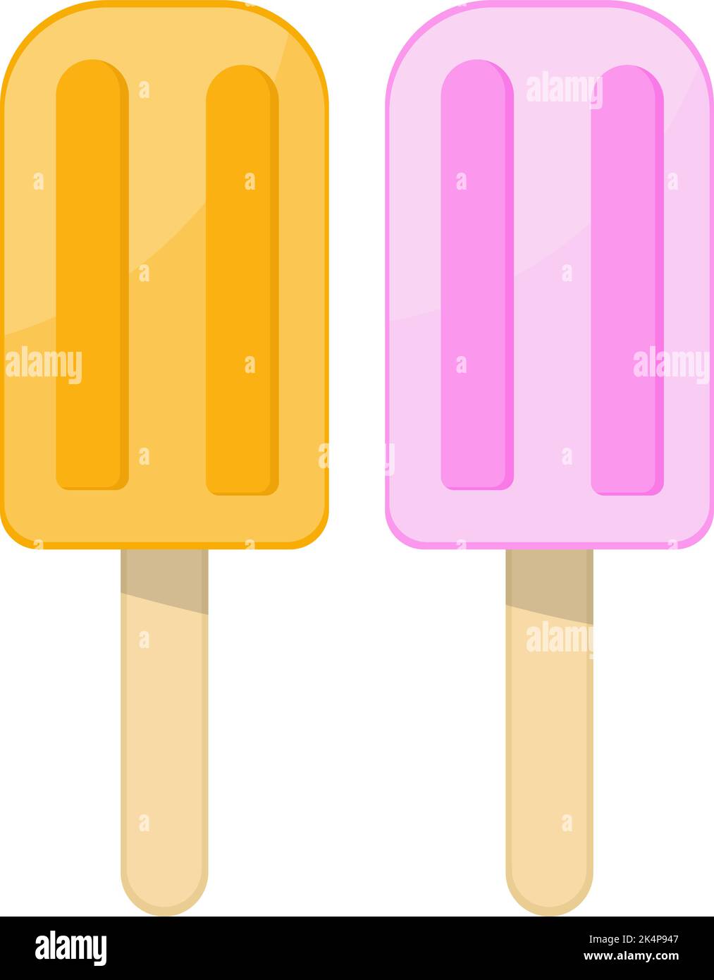 Juicy ice creams on stick, illustration, vector on a white background ...
