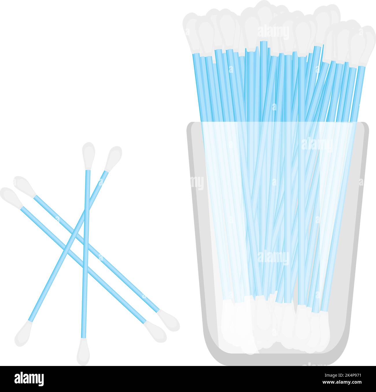 Cotton buds in a container, illustration, vector on a white background ...