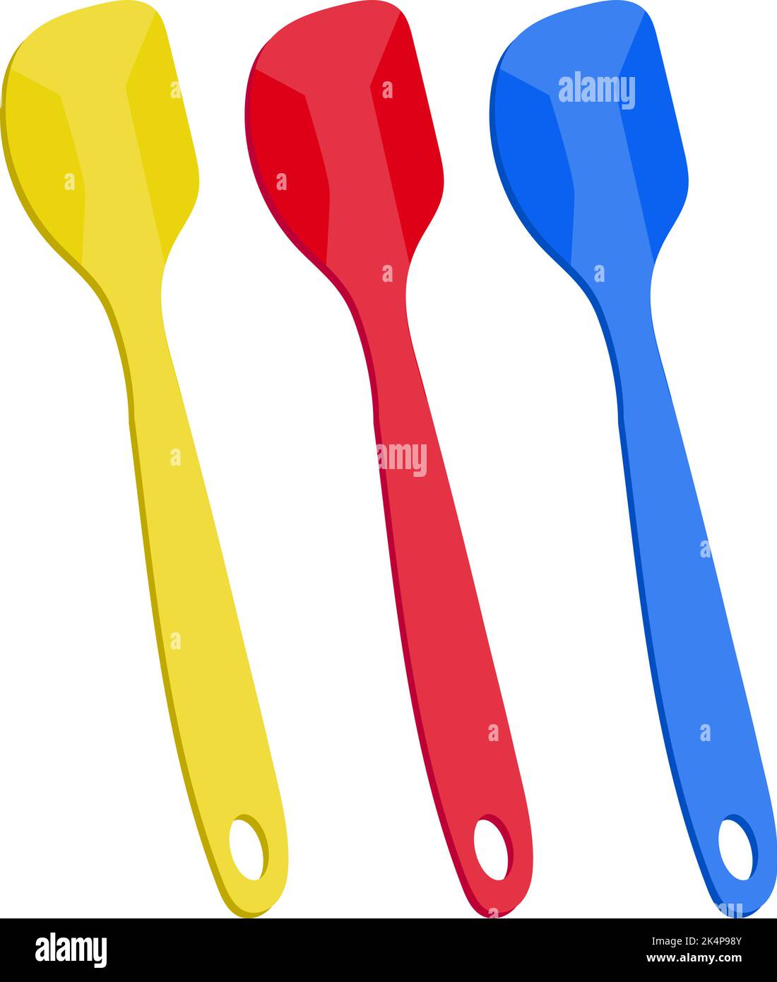 Colorful silicone spatulas, illustration, vector on a white background ...