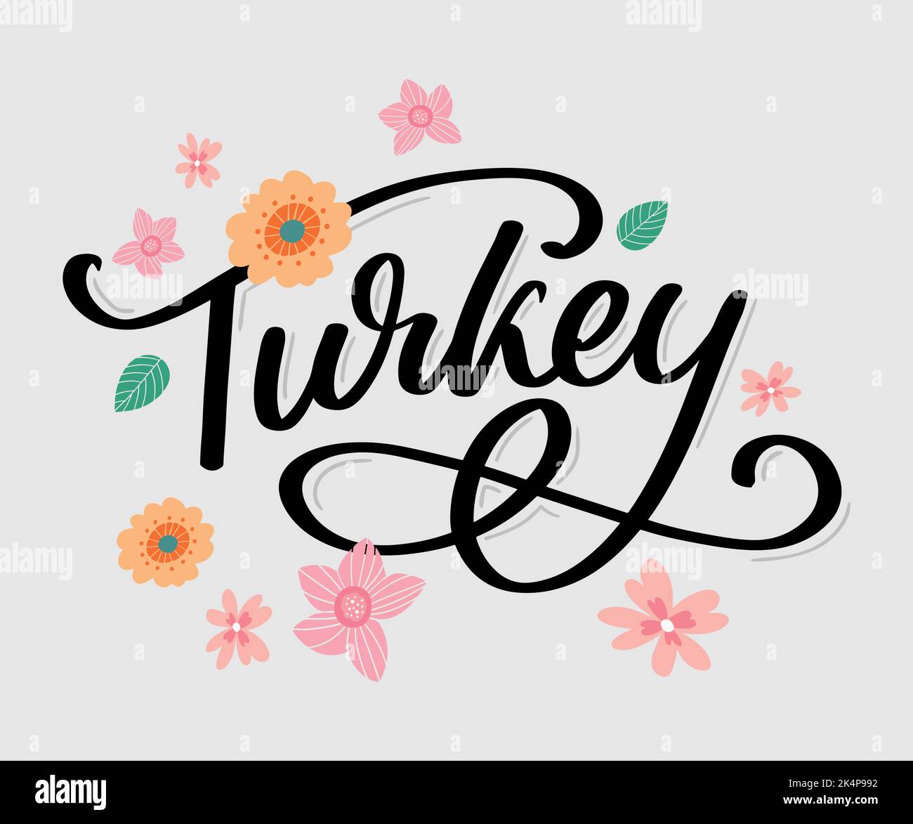 Turkey Lettering. Handwritten name of the country. Vector design ...