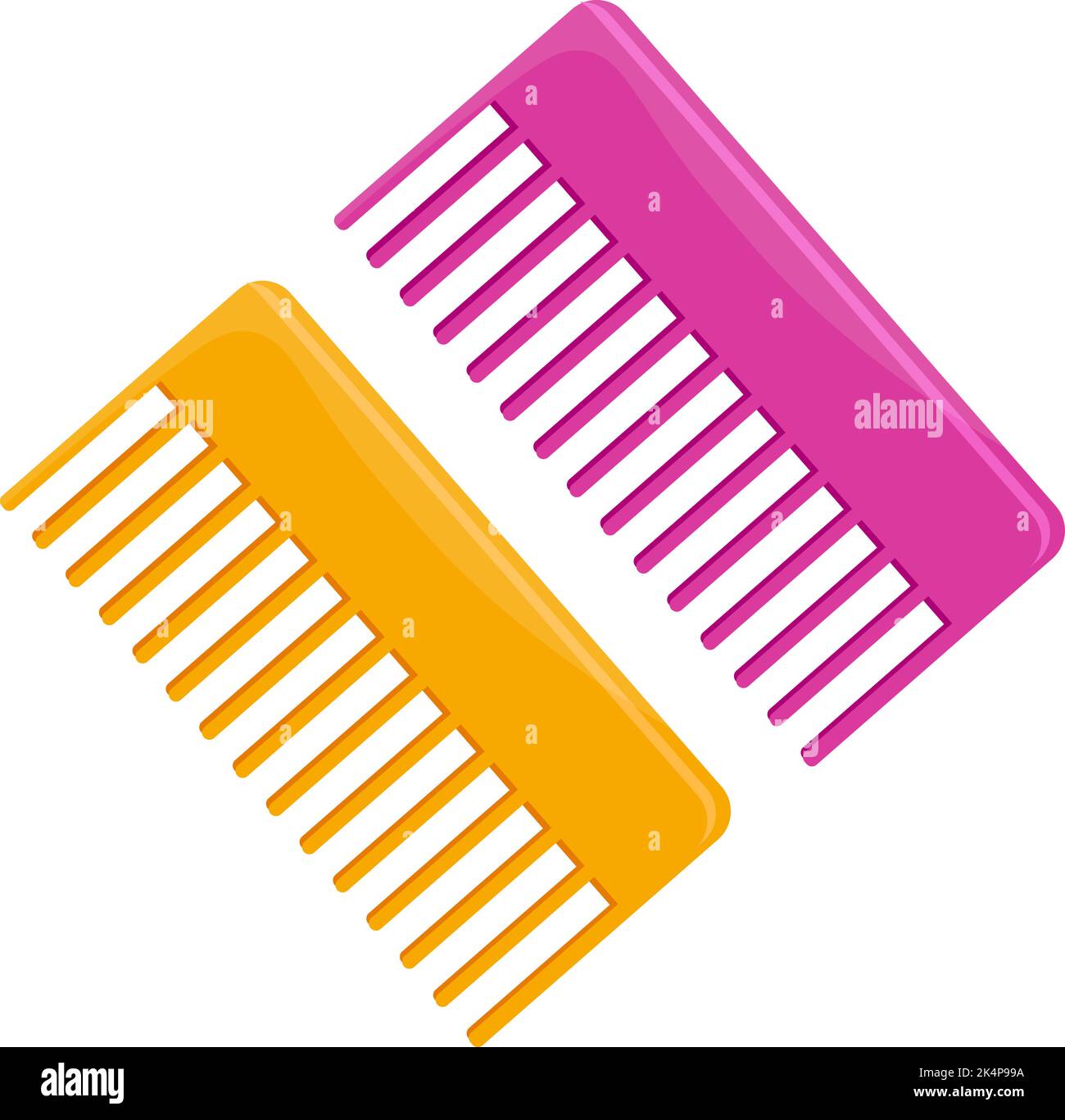 Pink and yellow hair combs, illustration, vector on a white background ...