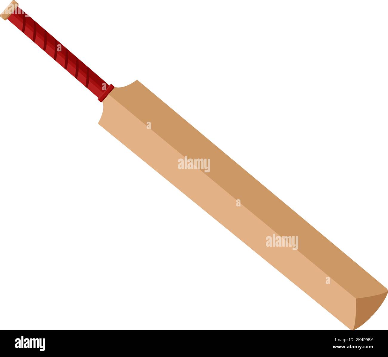 Cricket bat with red handle, illustration, vector on a white background ...