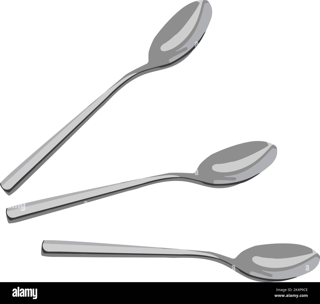 Silver kitchen spoons illustration Stock Vector Images - Alamy