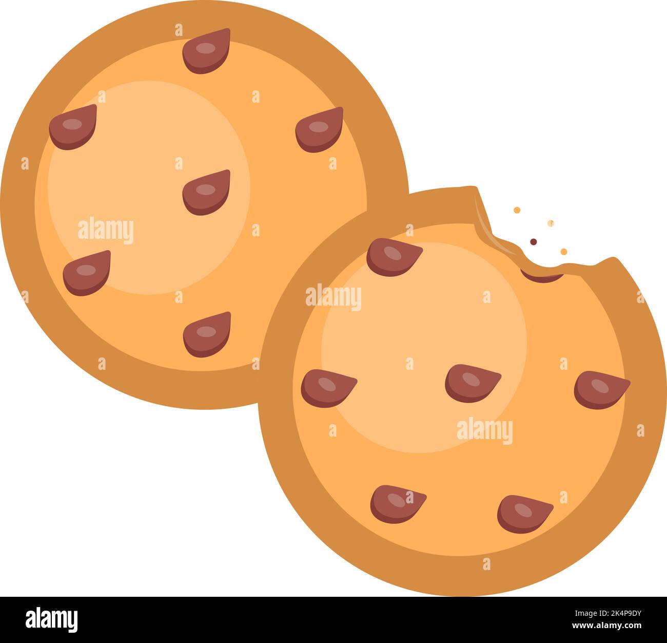 Chocolate chip cookies, illustration, vector on a white background ...