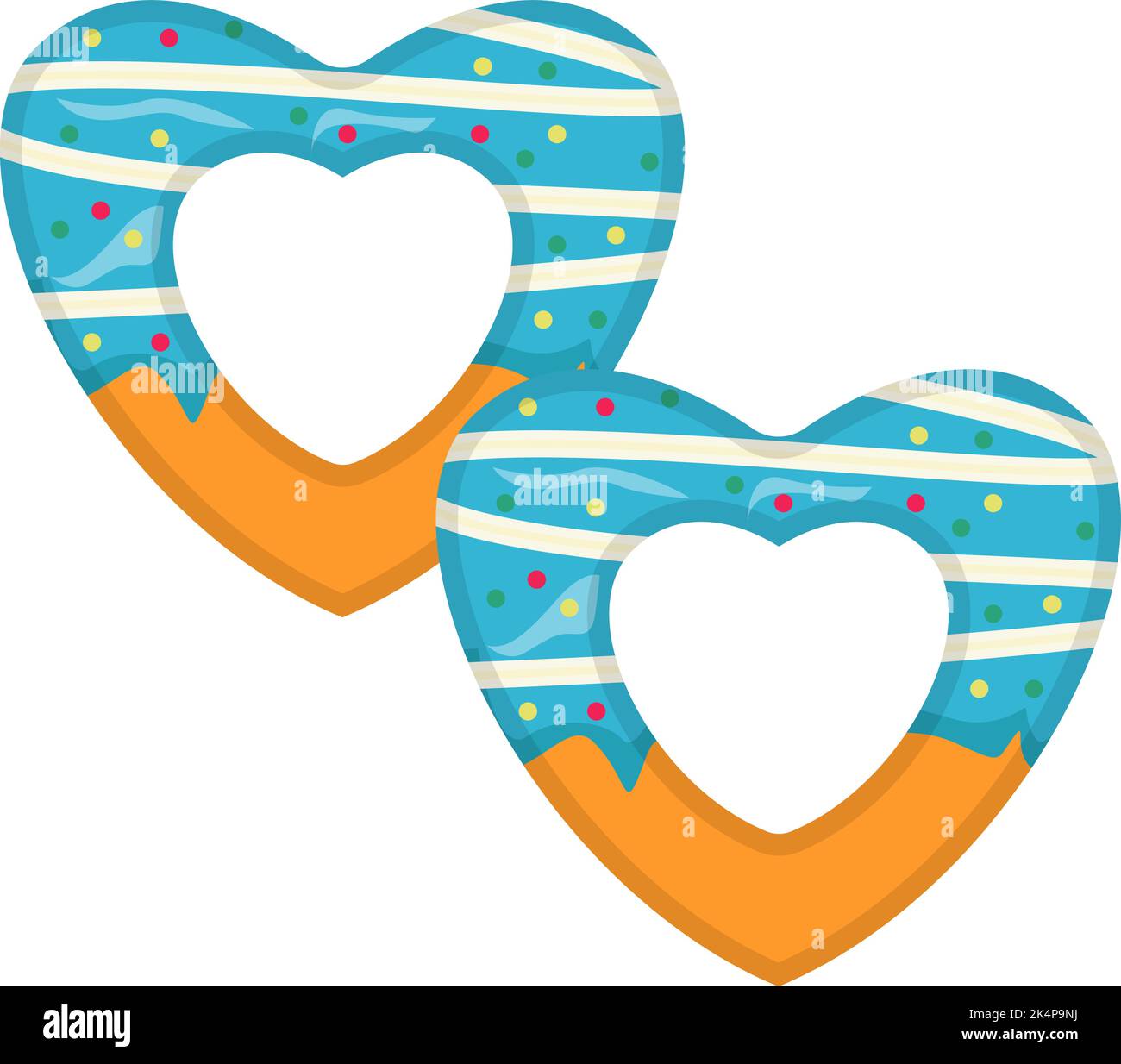 Heart shapped donuts, illustration, vector on a white background Stock ...