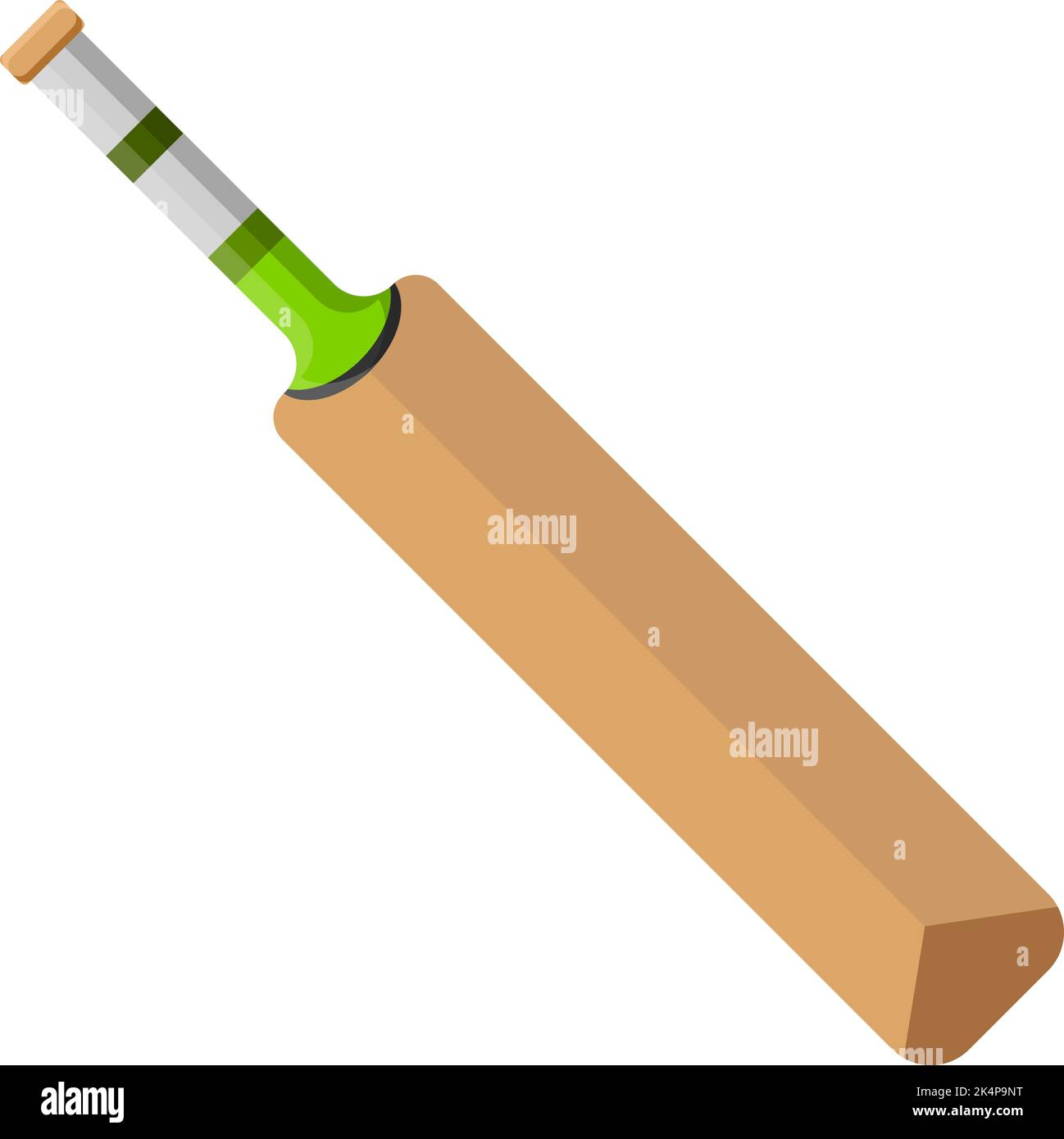 Cricket bat with green handle, illustration, vector on a white ...
