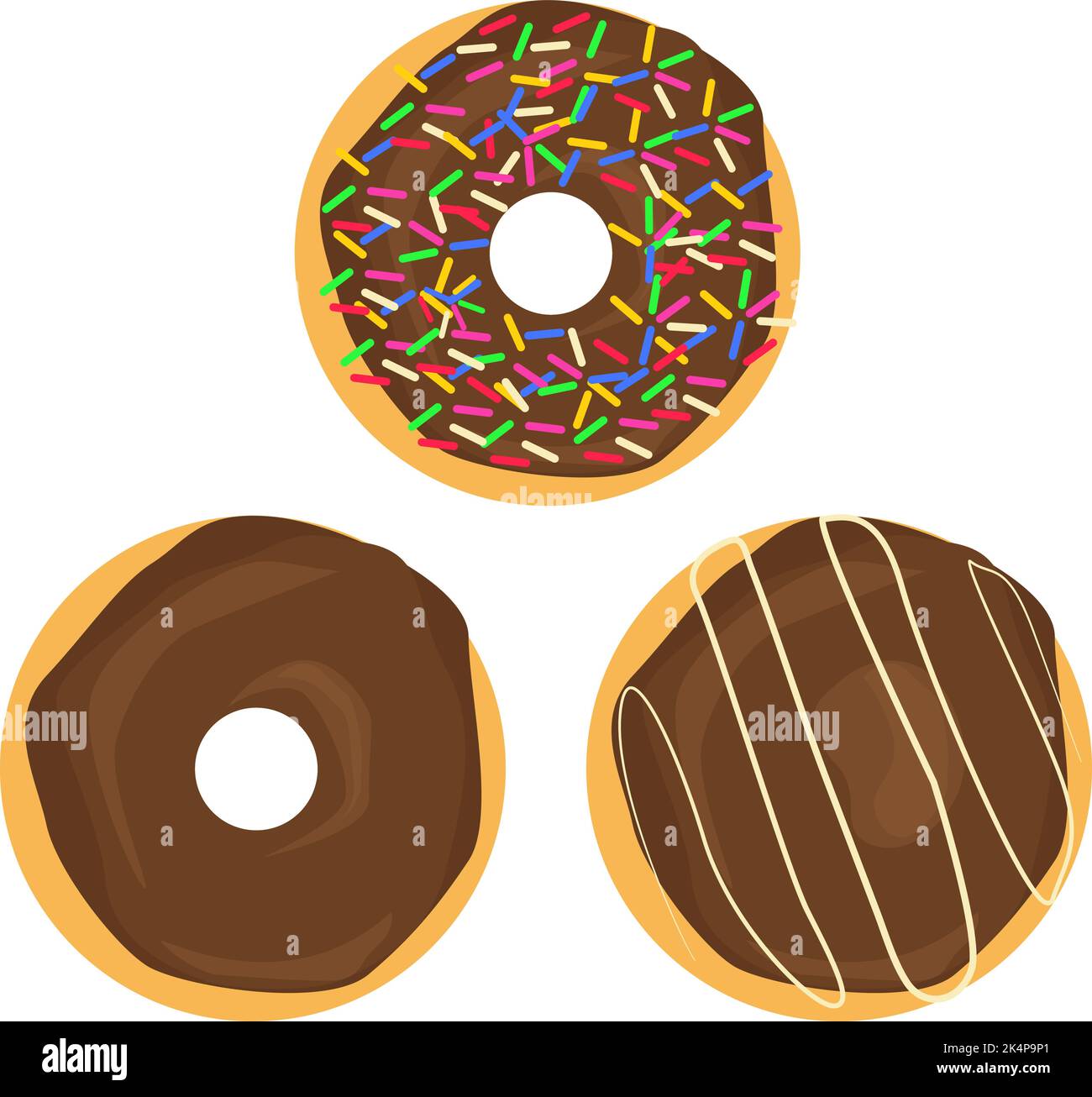 Chocolate donuts, illustration, vector on a white background Stock ...