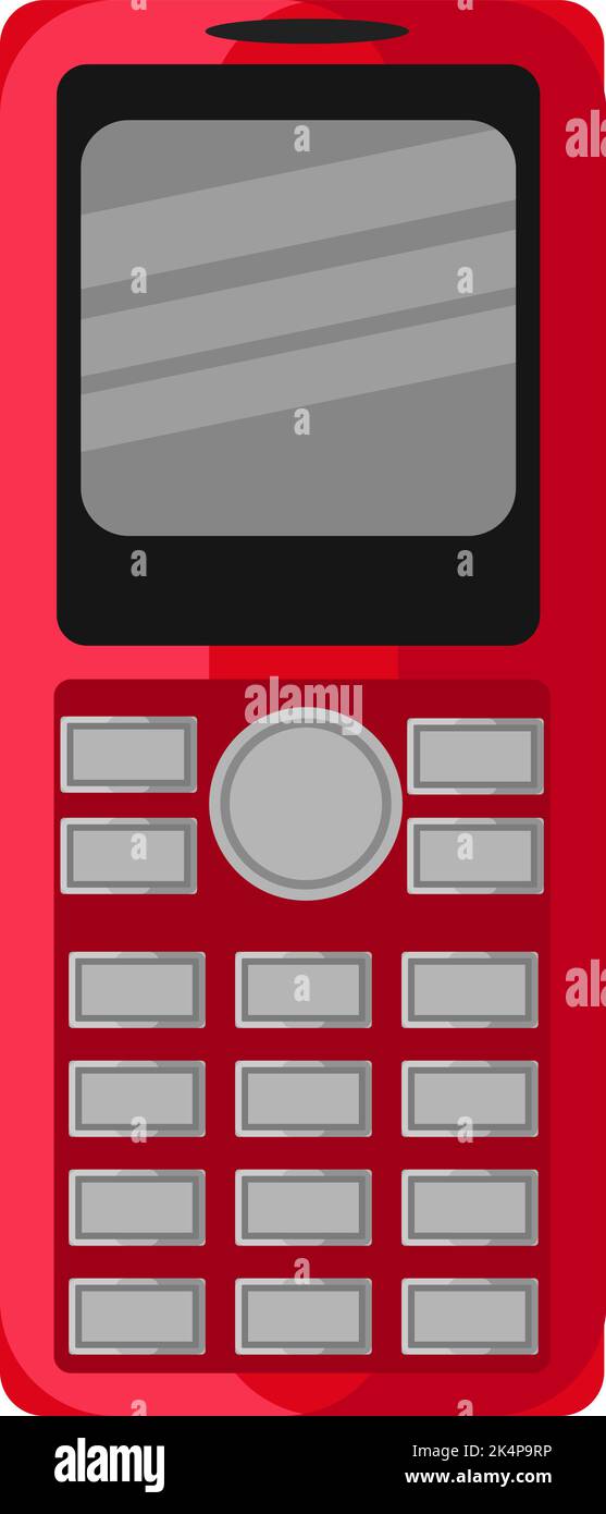 Old red mobile phone, illustration, vector on a white background Stock ...