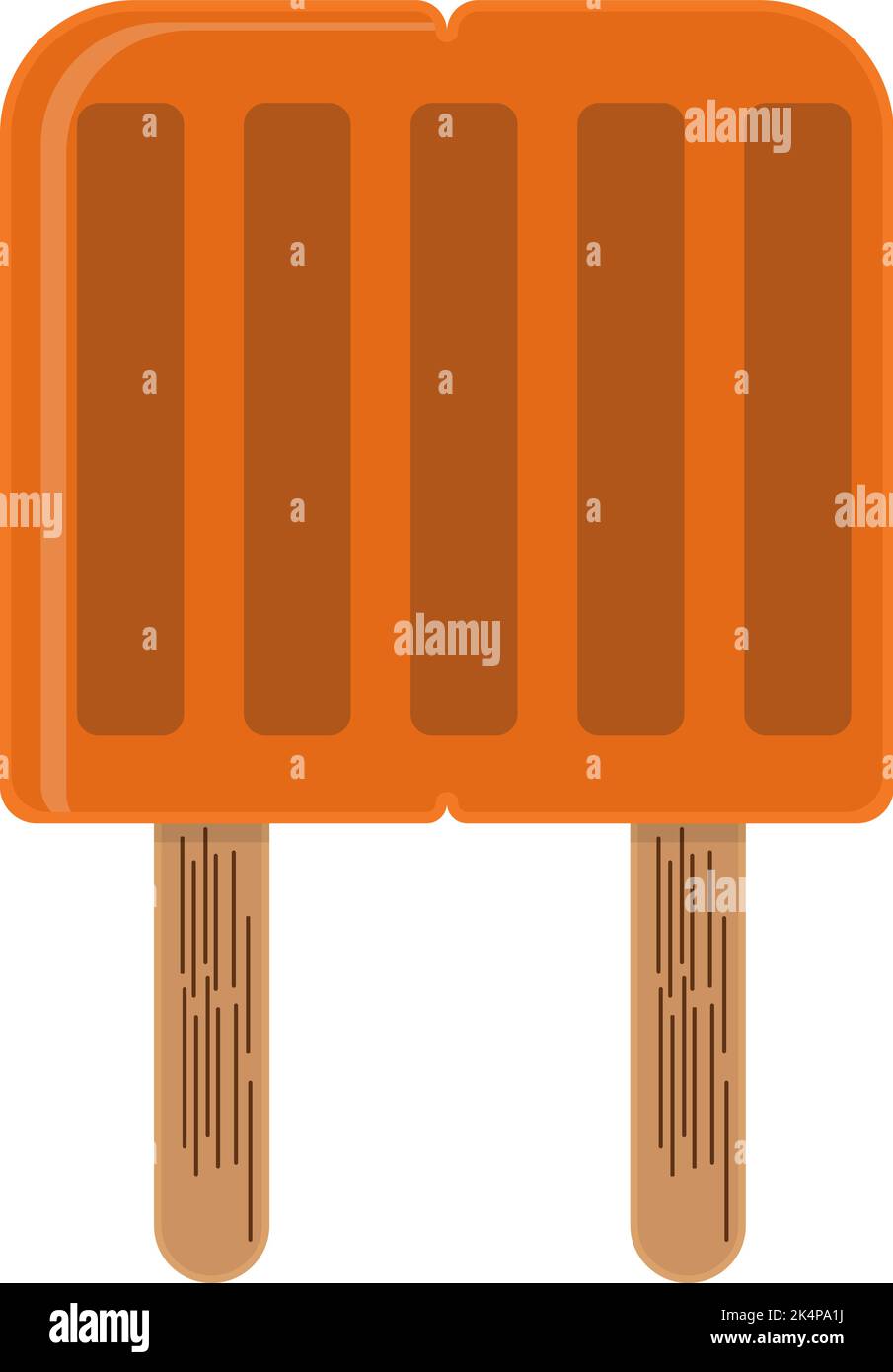 Double ice cream on stick, illustration, vector on a white background ...