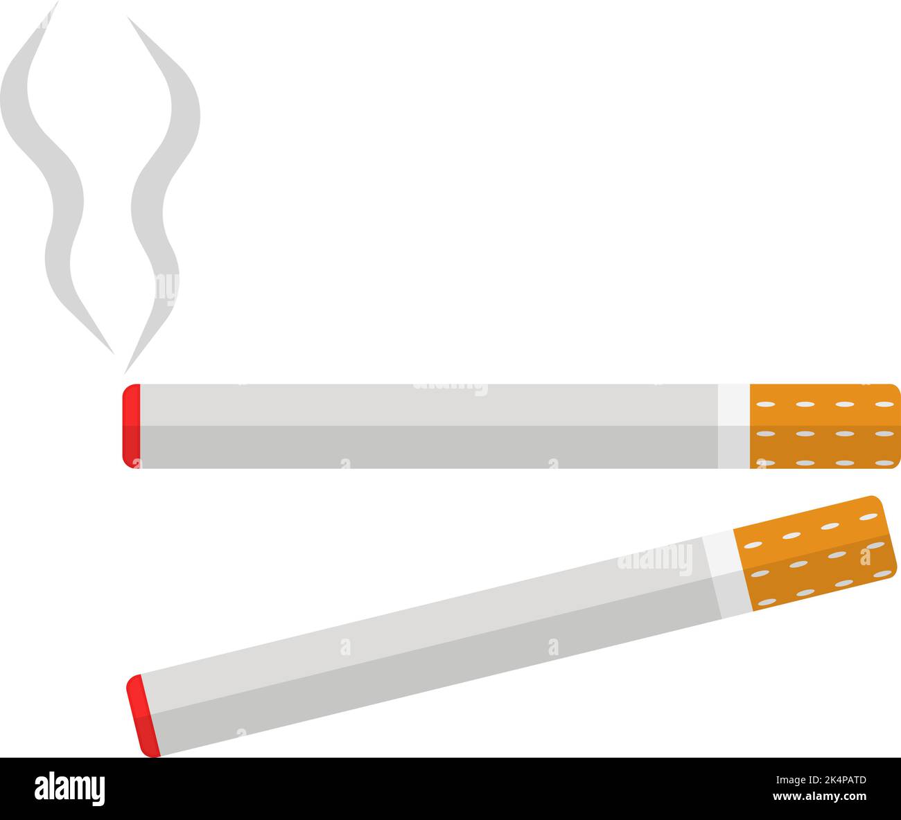 Two burning cigarettes, illustration, vector on a white background ...