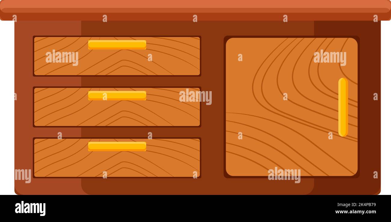 Old wooden cupboard, illustration, vector on a white background Stock ...