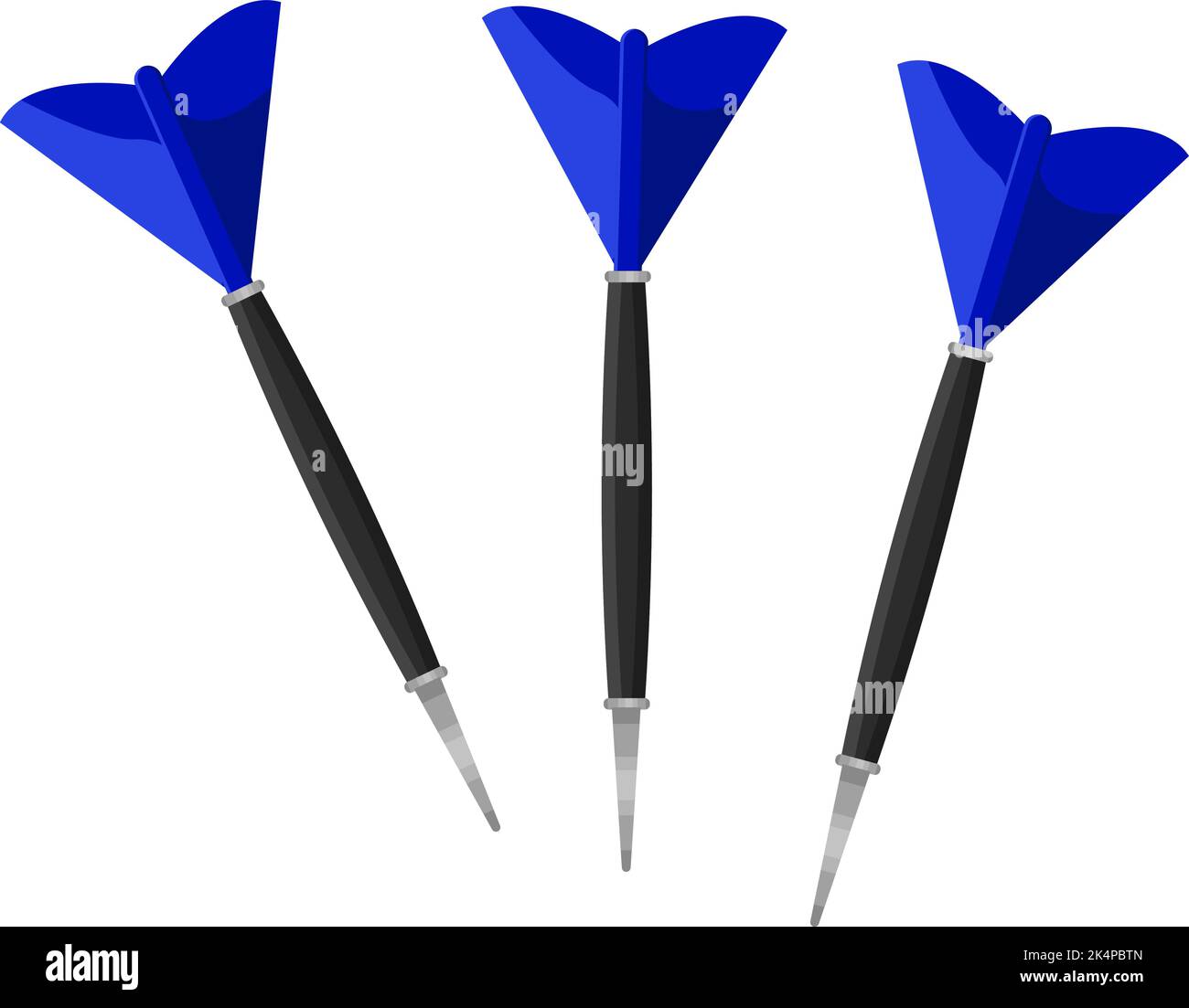 Three blue darts, illustration, vector on a white background Stock ...