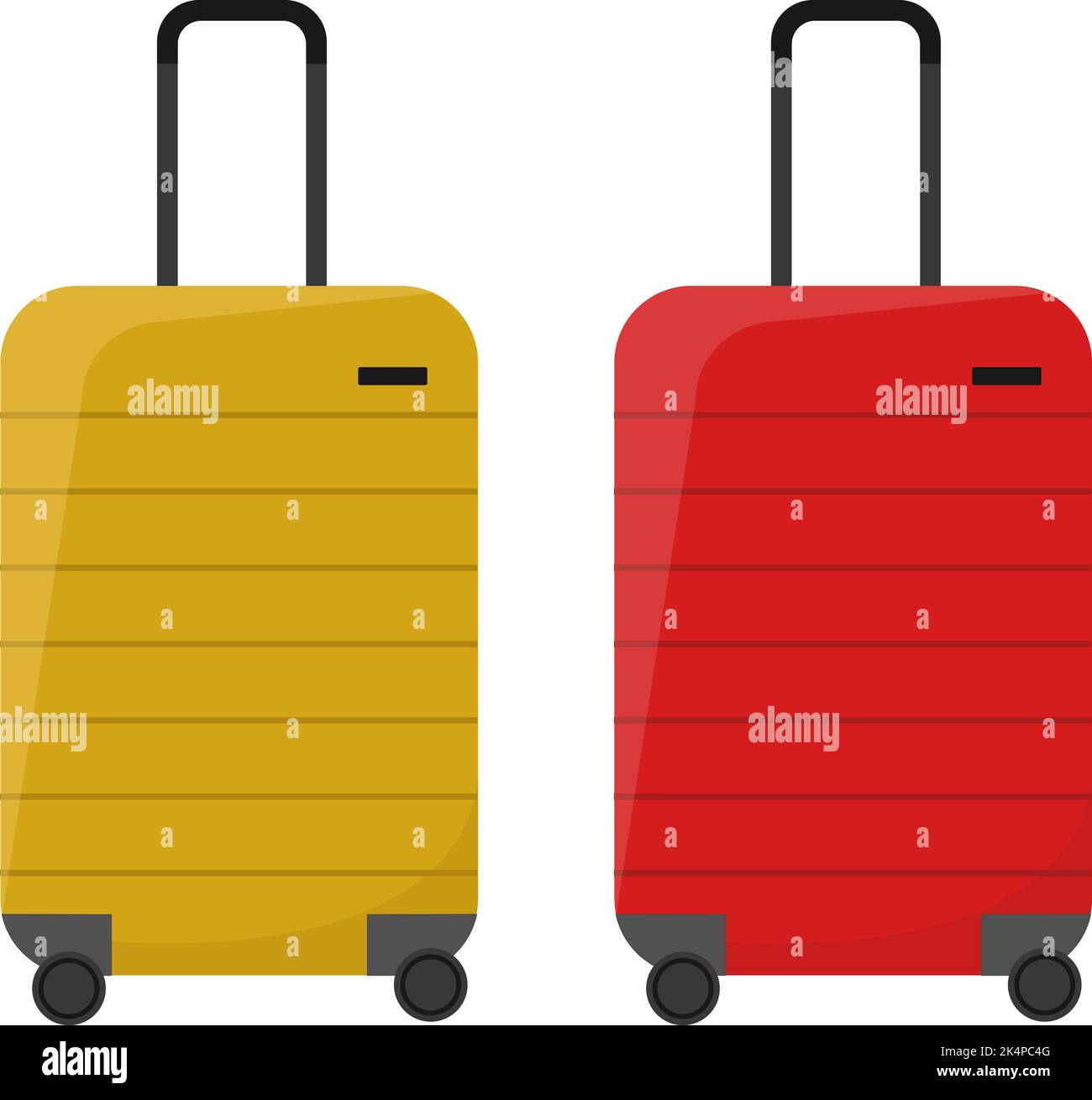 Yellow and red suitcases, illustration, vector on a white background ...