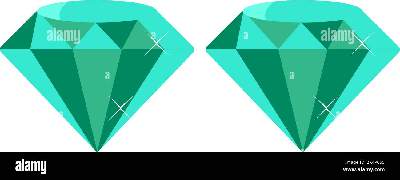 Set green diamonds diamond hi-res stock photography and images - Alamy