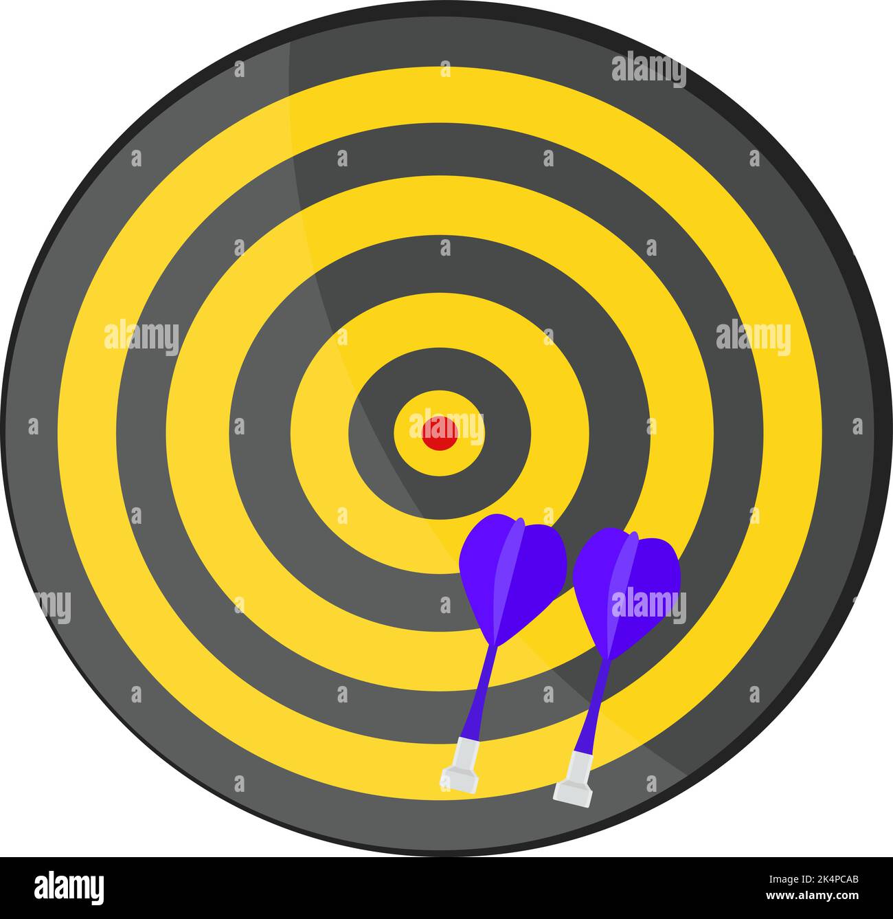 Yellow Dart board, illustration, vector on a white background Stock ...
