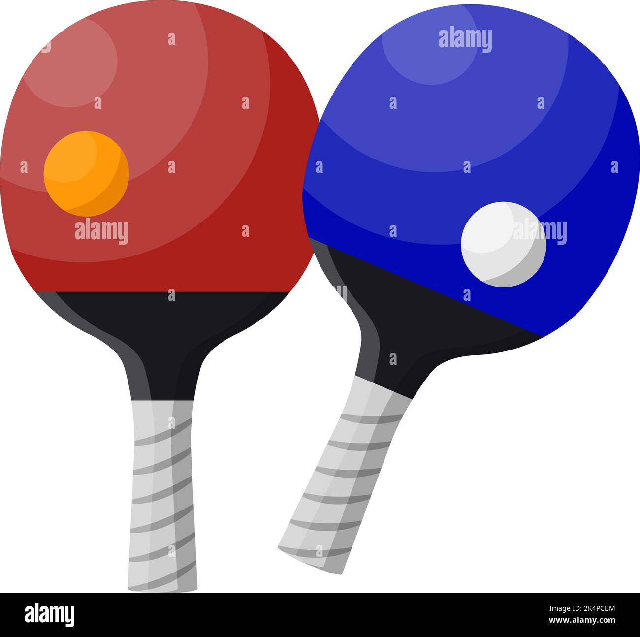 Red and blue table tennis rackets, illustration, vector on a white ...