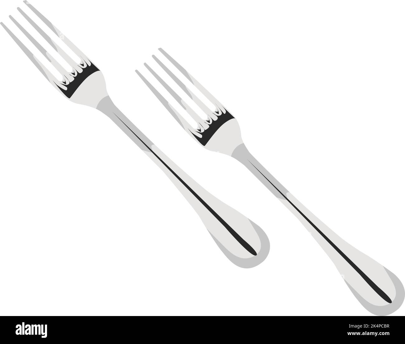 Silver forks, illustration, vector on a white background Stock Vector ...