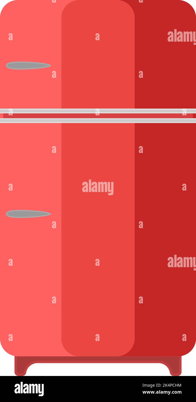 Red fridge, illustration, vector on a white background Stock Vector ...