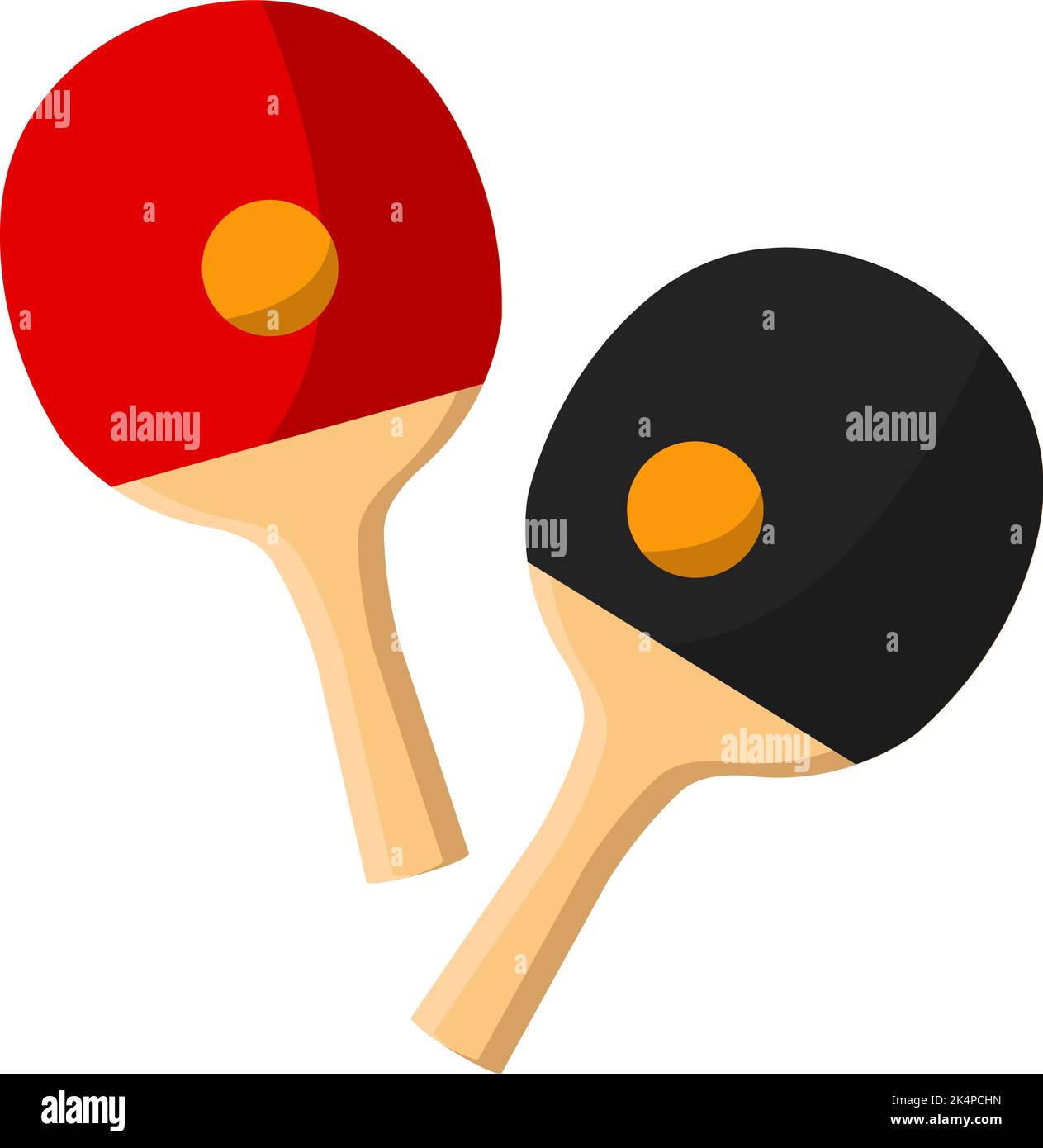 Red and black table tennis rackets, illustration, vector on a white ...