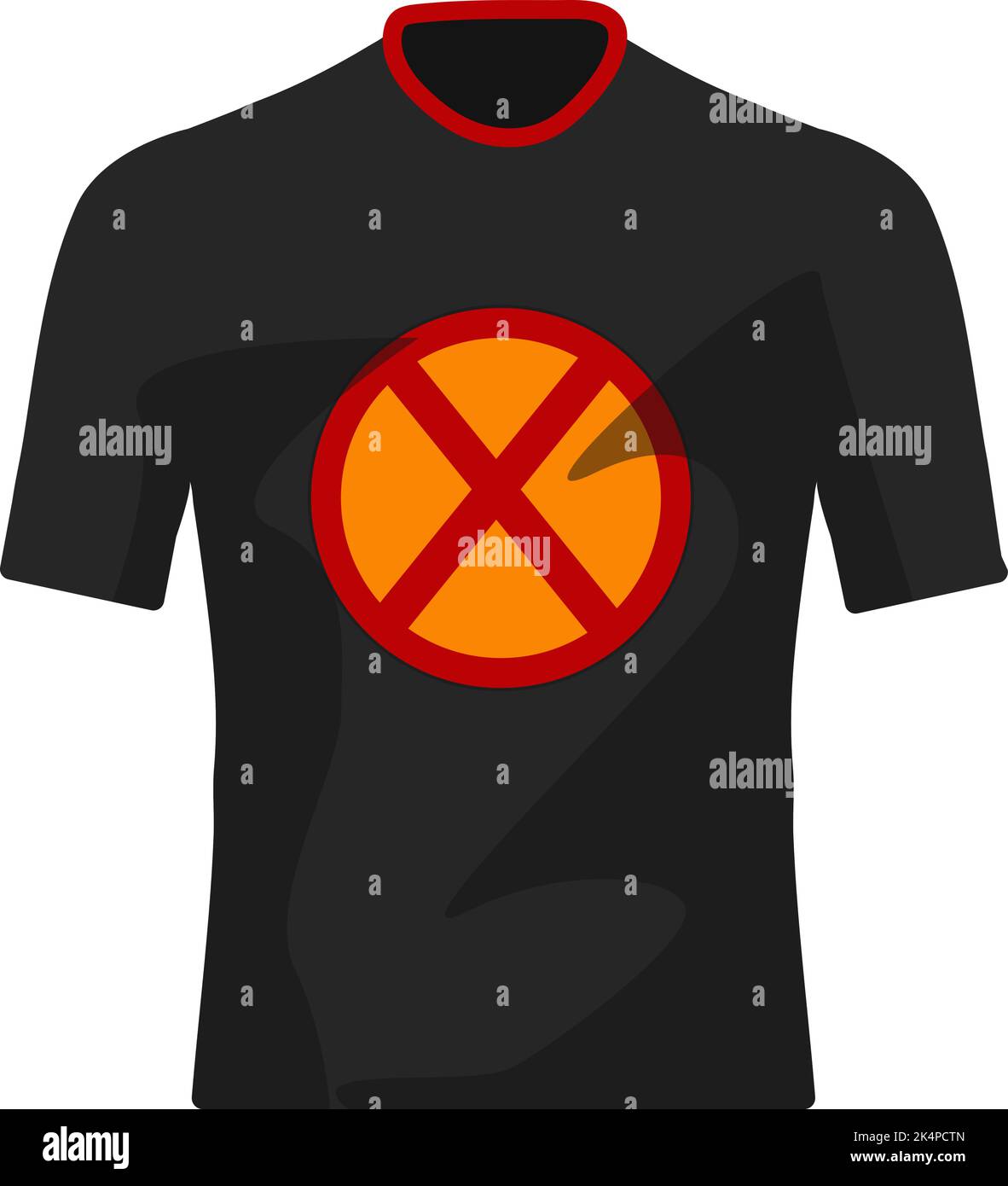 Black shirt with animation, illustration, vector on a white background ...