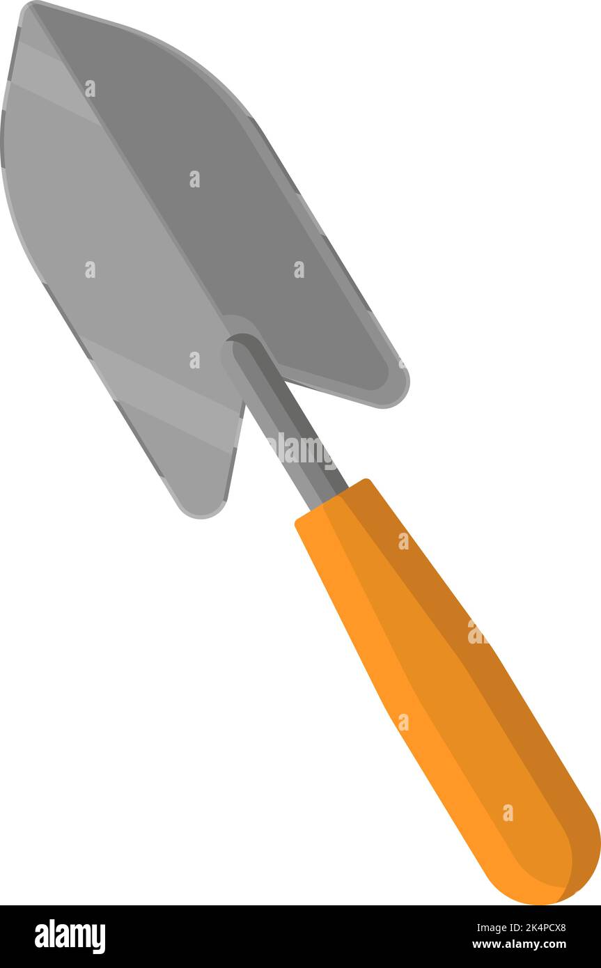 Trovel with wooden handle, illustration, vector on a white background ...