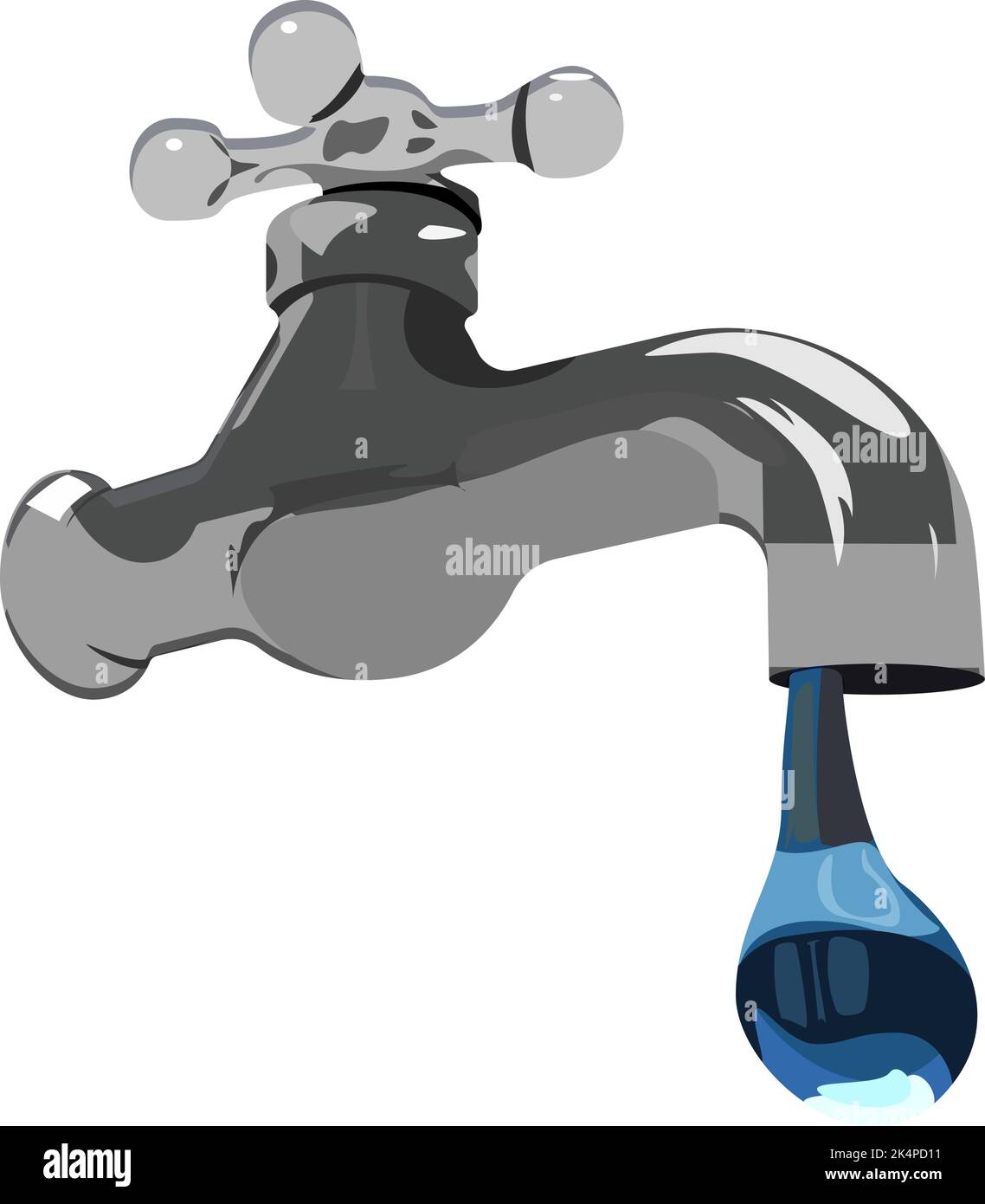 Silver tap, illustration, vector on a white background Stock Vector ...