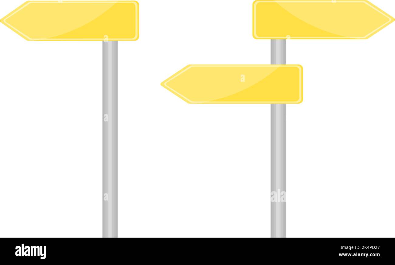 Yellow direction boards, illustration, vector on a white background ...