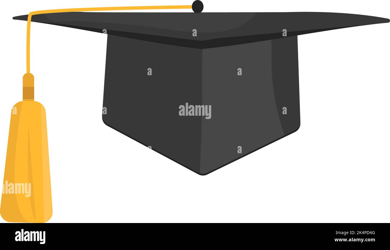 Black graduation hat, illustration, vector on a white background Stock ...