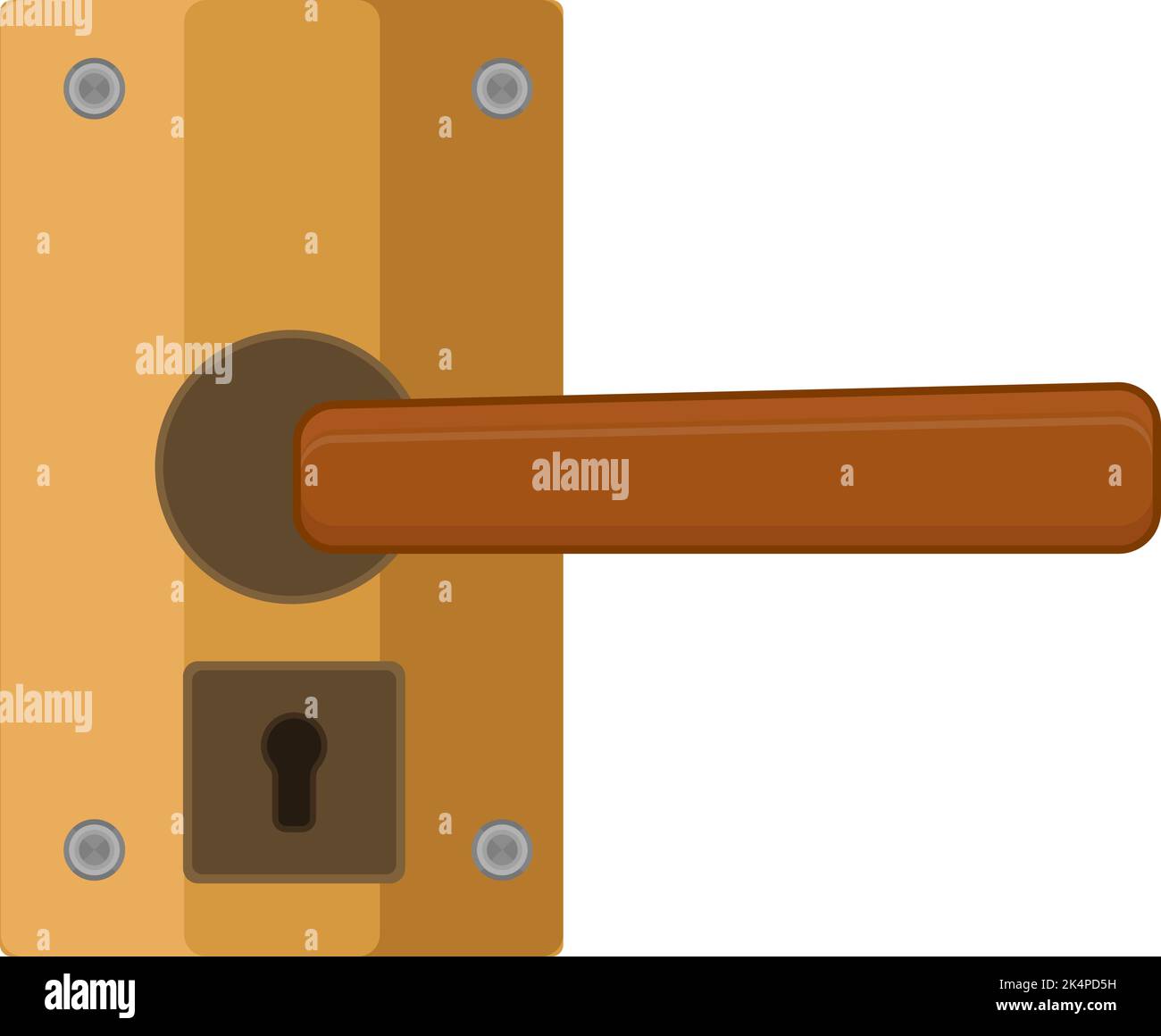 Golden doorlock, illustration, vector on a white background Stock ...