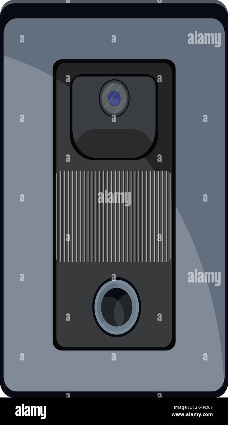 Doorbell with camera, illustration, vector on a white background Stock ...